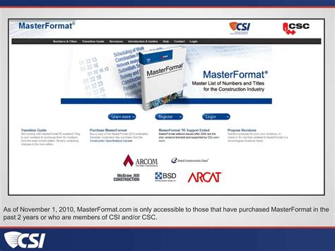 Csi Masterformat Reference Document 20240227 Ppt