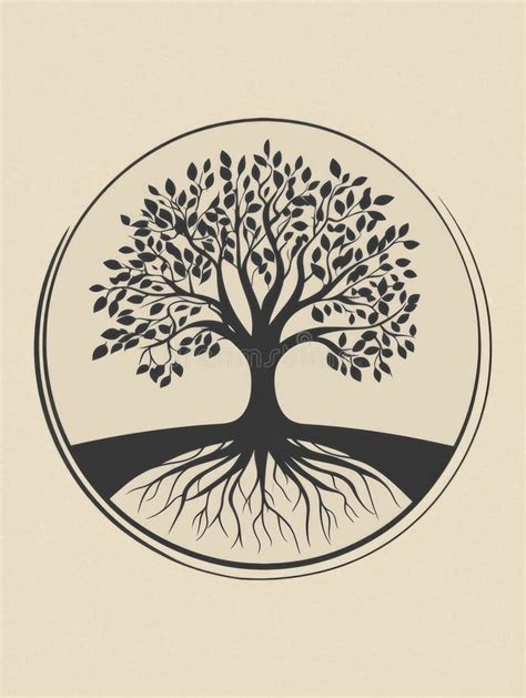 Tree Of Life Design Showcasing Distinct Roots With A Minimalist
