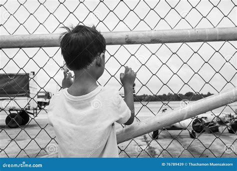 Little Boy Sad Standing Alone Stock Image Image Of Freedom Convict