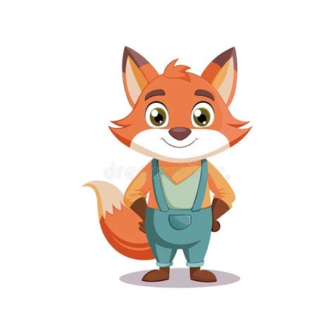 Wise Fox Wearing Jumpsuit Talking Generously Stock Vector