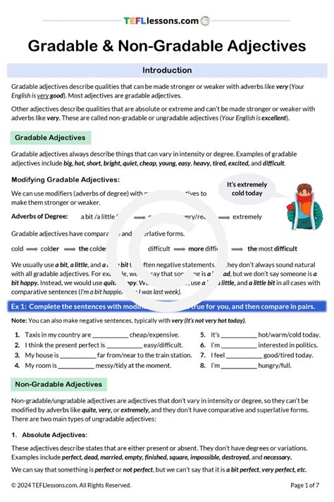 Gradable And Non Gradable Adjectives Tefl Lessons Esl Lesson Plans In 2024