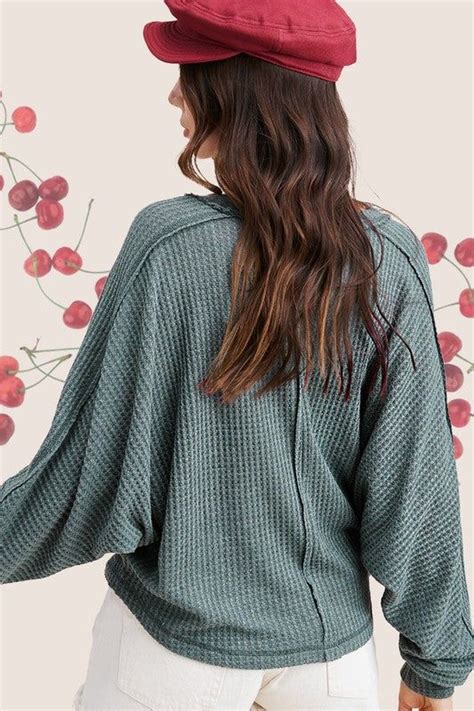 Dolman Sleeve Waffle Knit Top Knit Top Waffle Knit Waffle Knit Top