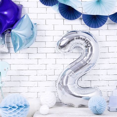 Party Deco Balon Foliowy 86 Cm Srebrna Cyfra 2 Pan Talerzyk