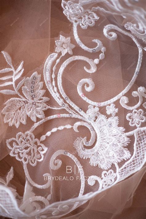 Wholesale Clear Sequin Scallop Border Flower Lace Trim