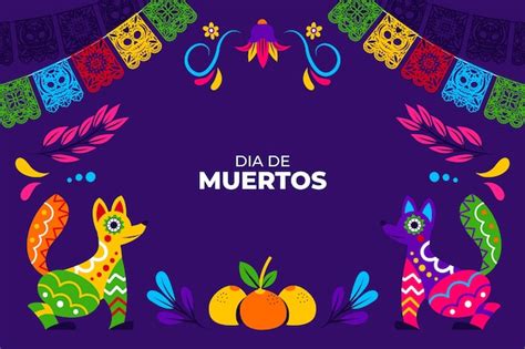 손으로 그린 Dia De Muertos 축하 배경 무료 벡터
