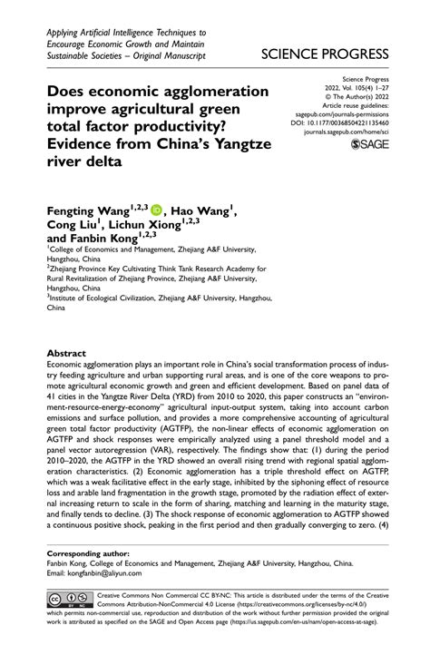 Pdf Does Economic Agglomeration Improve Agricultural Green Total Factor Productivity Evidence