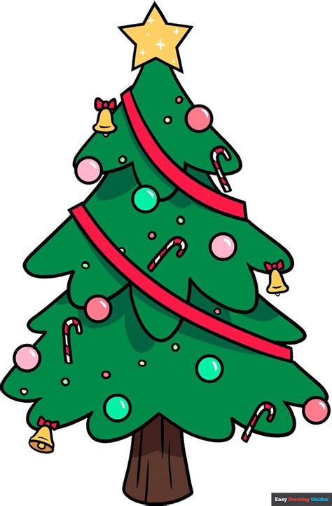 How To Draw A Cartoon Christmas Tree Really Easy Drawing Tutorial