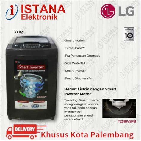 Jual Lg Mesin Cuci 1 Tabung Top Loading Smart Inverter 18 Kg T2518vspb