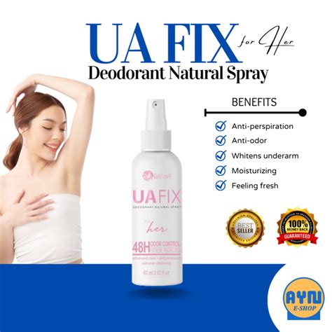 Evidenc3 Ua Fix Deodorant Natural Spray For Her 60ml Underarm Care 48 Hours Odor Control And