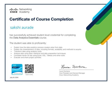 Completed Data Analytics Essentials Course Sakshi Aurade Posted On