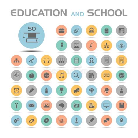 Onderwijs En De Reeks Van Het Schoolpictogram Vector Illustratie