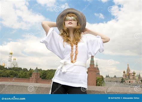 Beautiful Young Woman Wearing Hat And Sunglass Stock Image Image Of