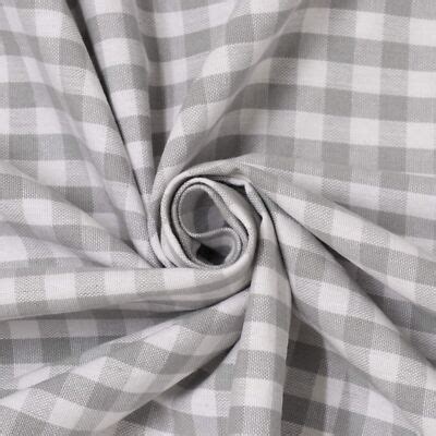 Grey Gingham Check Woven Fabric Curtain Crafts Cushions Upholstery Per