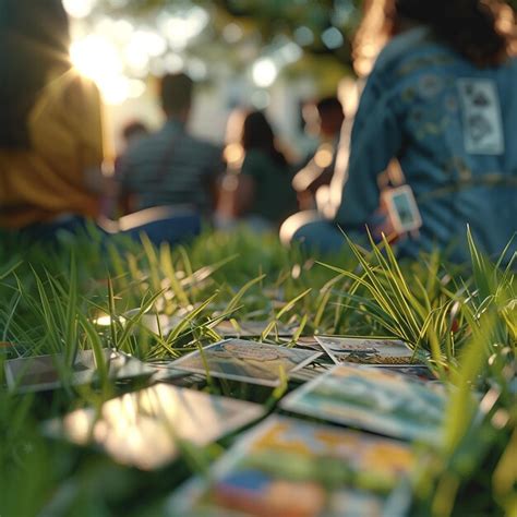 3d Rendered Photos Of Group Of People Sitting On Grass With Postcards