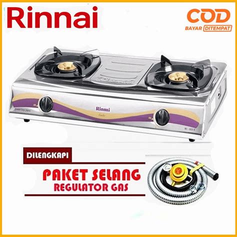 Jual KOMPOR GAS RINNAI RI522E RI 522E RI 522 E 2 TUNGKU 100 ORI STAINLEES FREE SELANG DAN