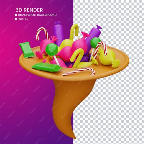 Premium Psd 3d Rendering Of Hat And Candy