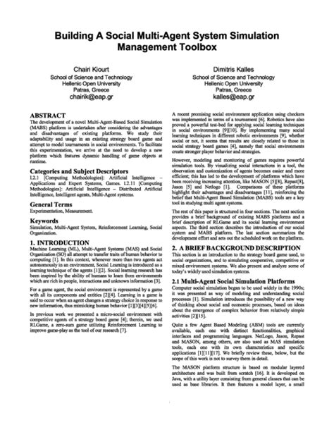 Pdf Building A Social Multi Agent System Simulation Management Toolbox