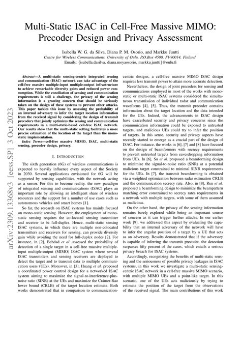 Pdf Multi Static Isac In Cell Free Massive Mimo Precoder Design And