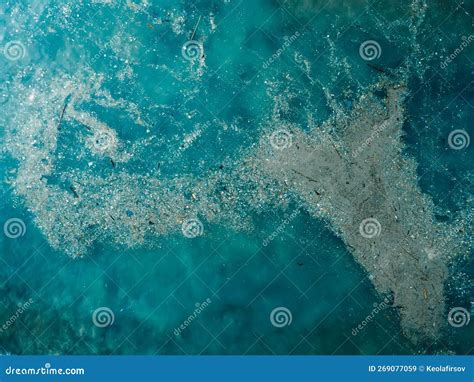 Ocean Water And Plastic Trash Island Aerial View Of Pollution By Rubbish Stock Image Image Of