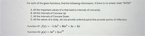 Solved For Each Of The Given Functions Find The Following