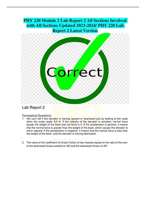 Phy 220 Module 2 Lab Report 2 All Sections Involved With All Sections