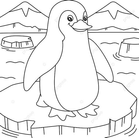 Halaman Mewarnai Penguin Untuk Anak Anak Kontur Salju Anak Anak Vektor