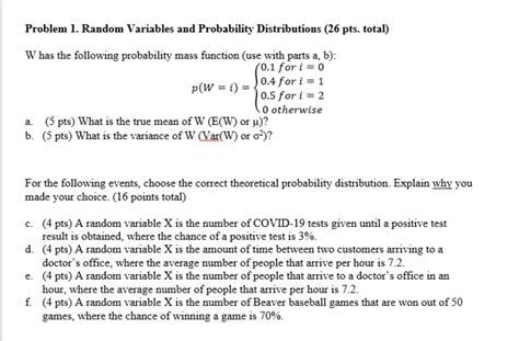 Solved Problem Random Variables And Probability Chegg