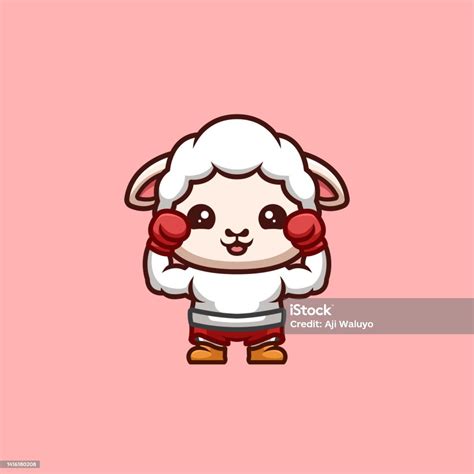 양 복서 귀여운 크리에이티브 카와이 만화 마스코트 로고 Championship에 대한 스톡 벡터 아트 및 기타 이미지 Championship 경기 스포츠 경쟁