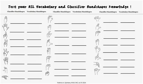 Asl Classifiers Worksheet Kindergarten Printable Sheet