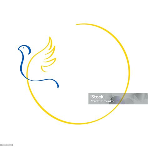 서예 선형 비둘기와 우크라이나어 플래그의 색상텍스트 프레임 우크라이나에서 전쟁을 중지합니다 평화의 상징 흰색 배경에 격리된 벡터 그림 다이빙에 대한 스톡 벡터 아트 및 기타