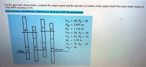 SOLVED For The Gear Train Shown Below Compute The Output Speed And The
