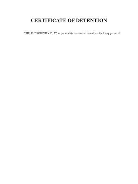 Certificate Of Detention Pdf