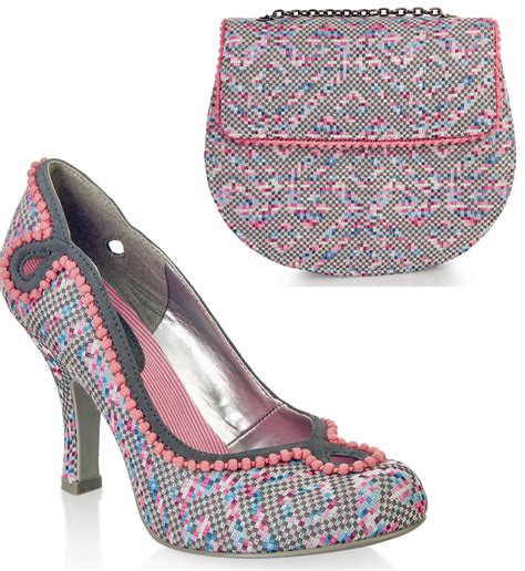 Ruby Shoo Miley Brocade Court Shoe Pumps And Matching Miami Bag Cream