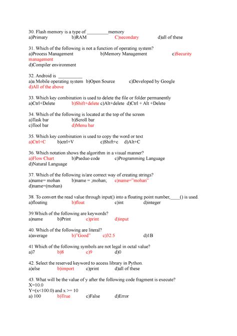 Python Part Question And Answers Flash Memory Is A Type Of