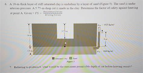 Solved 6 A 10 M Thick Layer Of Stiff Saturated Clay Is
