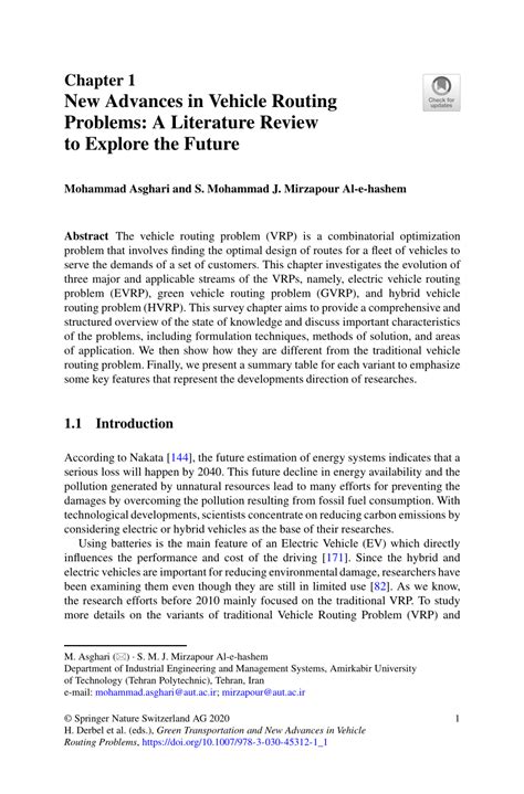 Pdf New Advances In Vehicle Routing Problems A Literature Review To