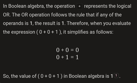 Topic Boolean Algebra Question Whats The Value Of In Boolean Algebra 0 0 1
