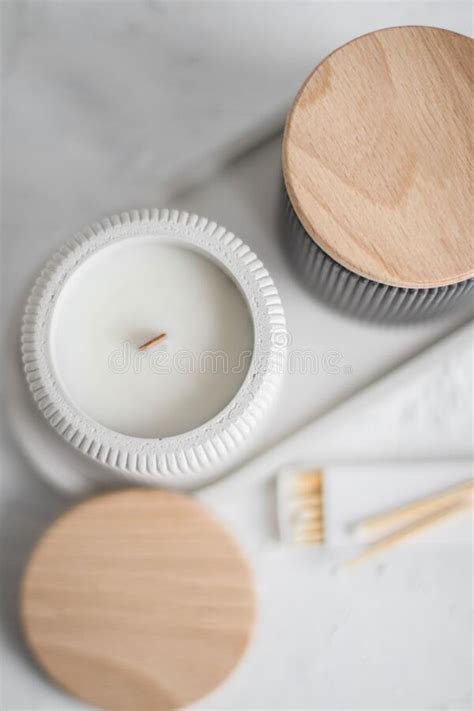 Top View Set Of Candles Concrete With Black And White Color In A