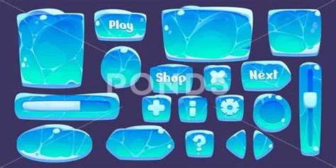 Ice Game Ui Buttons Set Isolated On Background Royalty Free