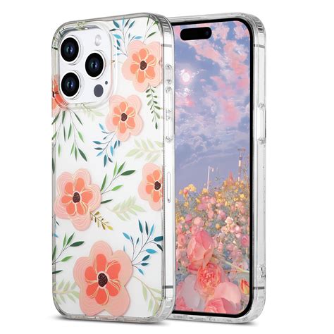 For Iphone 16 Pro Max Case Clear Flower Floral Women Girl Cute Phone