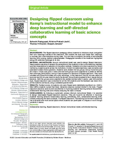 Pdf Designing Flipped Classroom Using Kemps Instructional Model To