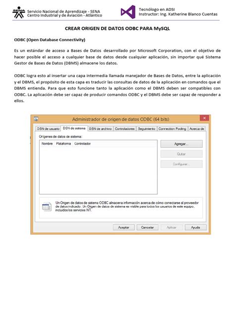 Crear Origen De Datos Odbc Para Mysql Pdf Mi Sql Informática