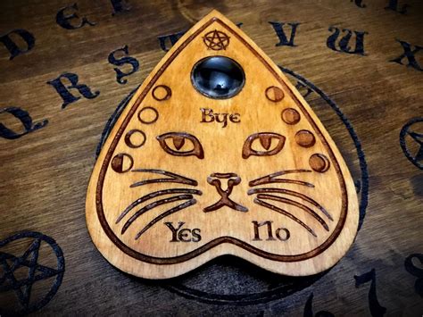 Engraved Wooden Planchette For Ouija Board The Cat Esotericism