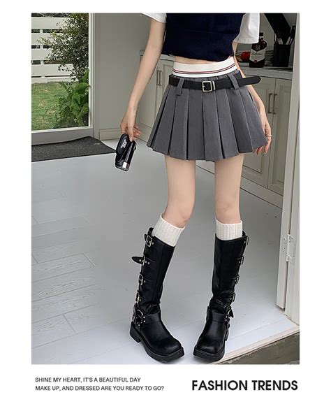 实拍学院风a字jk半身裙女2023夏季复古辣妹高腰显瘦小个子百褶裙 17网