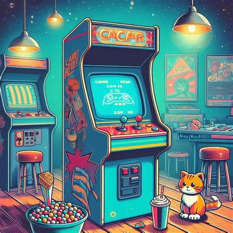 Premium Photo Retro Arcade Machine Gaming Illustration