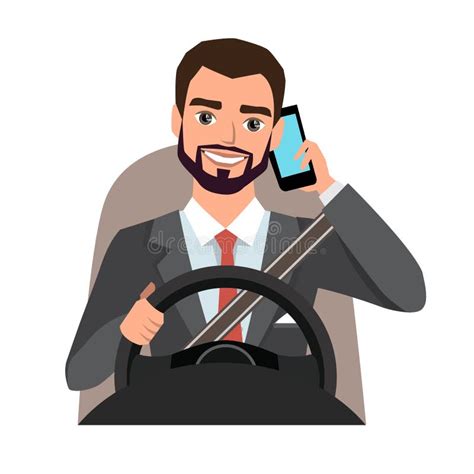 Young Man Talking Phone Driving Car Stock Illustrations 42 Young Man