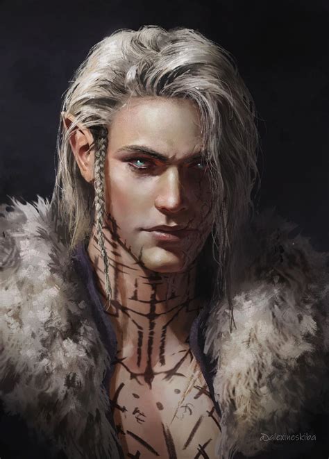An Image Of A Man With White Hair And Tattoos On His Face Wearing Feathers