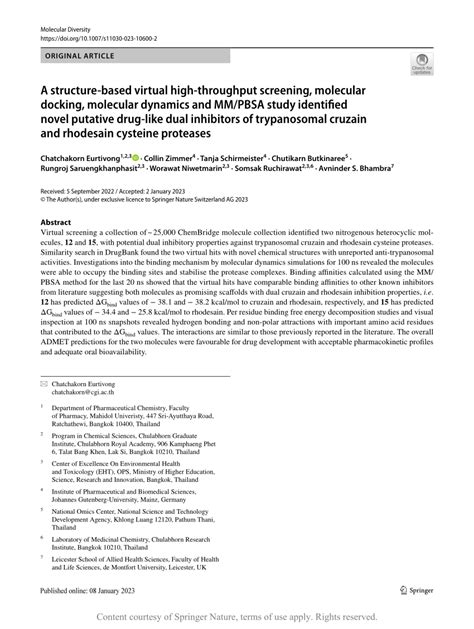 A Structure Based Virtual High Throughput Screening Molecular Docking