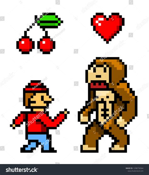 Pixel Art 8 Bit Objects Character Stock Vector Royalty Free