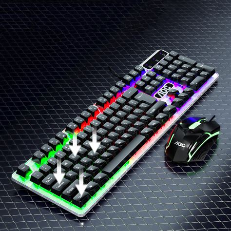 AOC KM Wired Cool Backlit Keyboard And Mouse Combo Kit Ergonomic Waterproof Keyboard Color